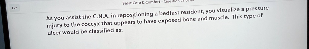 as you assist the cna in repositioning a bedfast resident you visualize ...