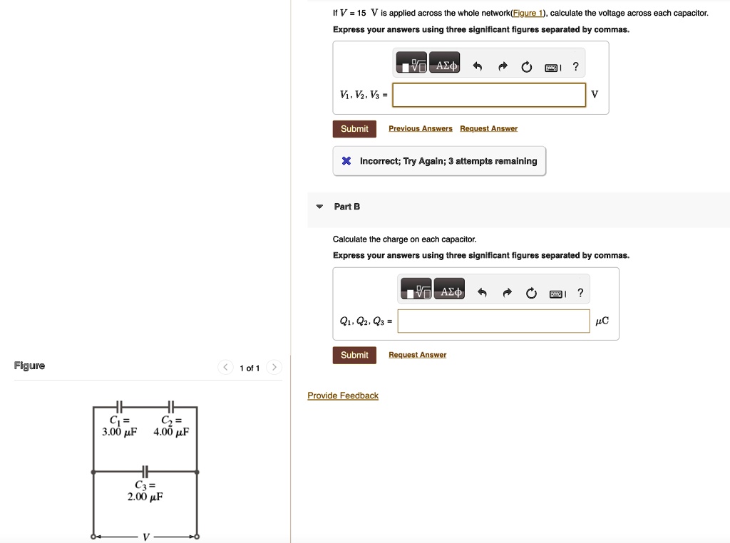 SOLVED: If V=15 V is applied across the whole network(Figure 1, calculate the voltage across ...