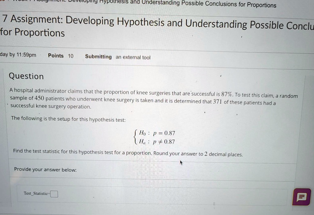 SOLVED: ciuping nypoinesis and understanding Possible Conclusions for Proportions 7 Assignment ...