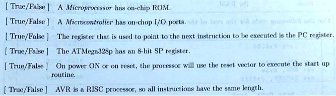 Solved [true False] A Microprocessor Has On Chip Rom [true False] A