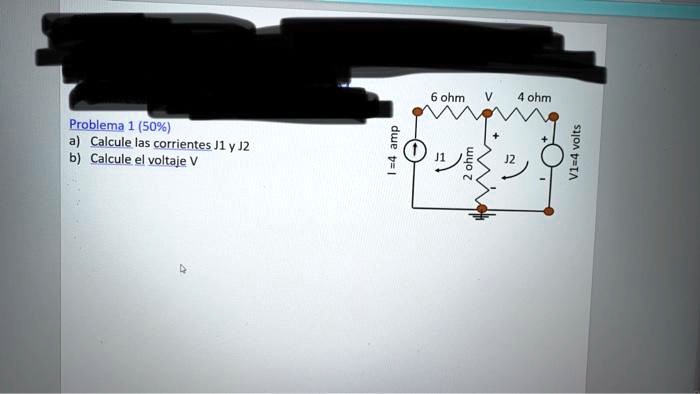 SOLVED: Problem 1 (50%): a) Calculate the currents J1 and J2. b) Calculate the voltage. Problema ...