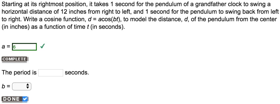 Modeling a cosine function [see attachment] What is the period and what ...