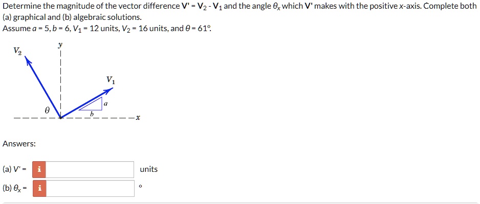 [GET ANSWER] Determine the magnitude of the vector difference V' = V2 ...