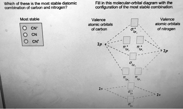 SOLVED: Which of these is the most stable diatomic combination of ...