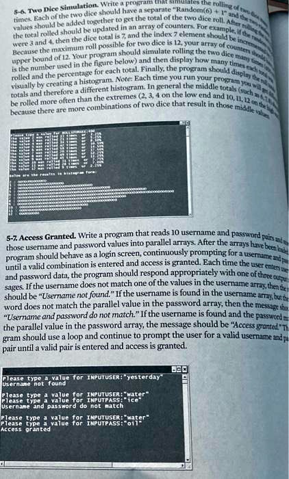 SOLVED: Need help with these two arrays on Visual Logic software. 5-6: Two Dice Simulation Pair ...