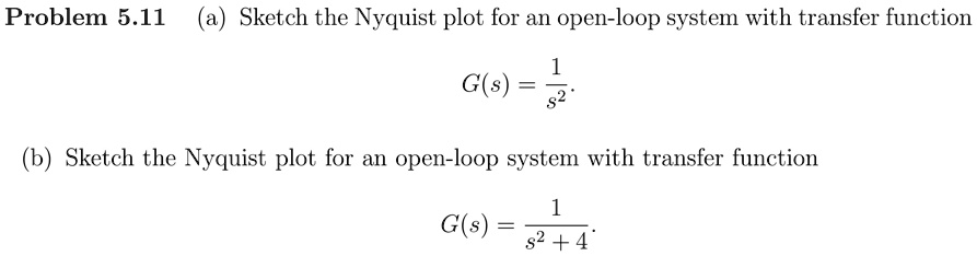 Solved Problem 511 Sketch The Nyquist Plot For An Open Loop System With Transfer Function Gs 5454