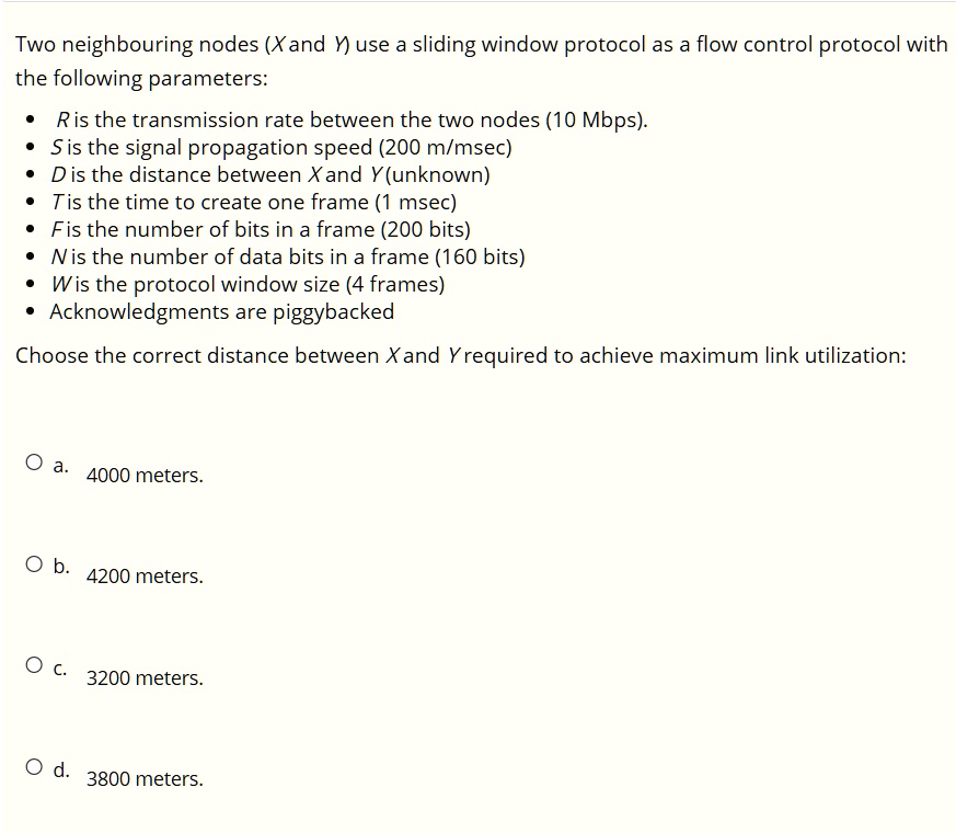 Solved Two Neighboring Nodes X And Y Use A Sliding Window Protocol As A Flow Control Protocol 