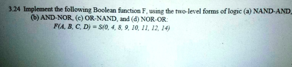 Digital Logic 324 Implement The Following Boolean Function Fusing The Two Level Forms Of Logic A 1721