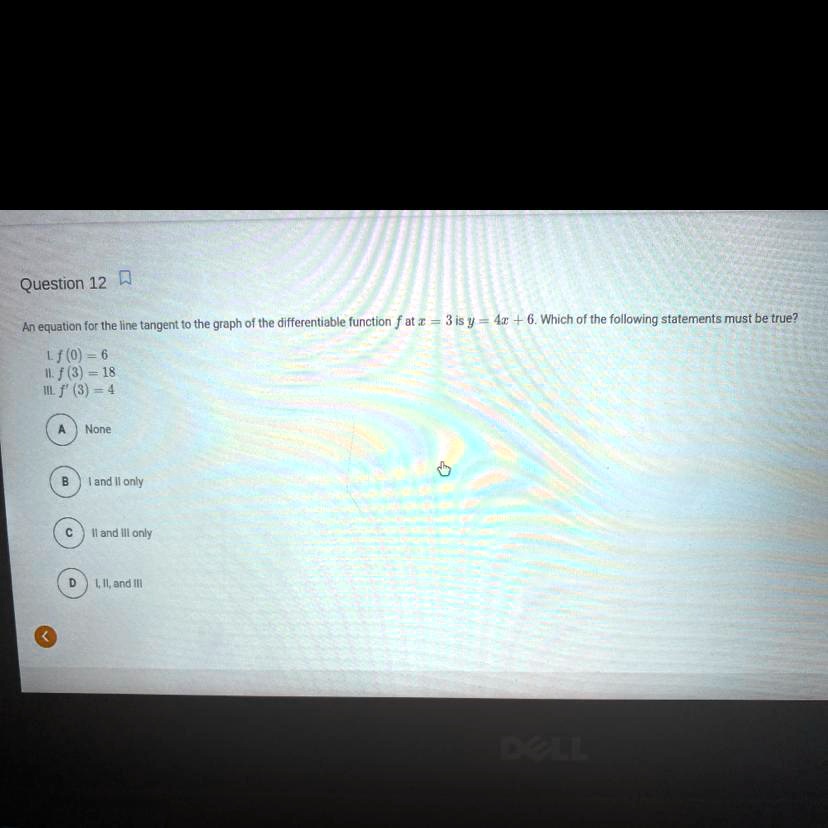 SOLVED: An equation for the line tangent to the graph of the differentiable function f at x=3 is ...