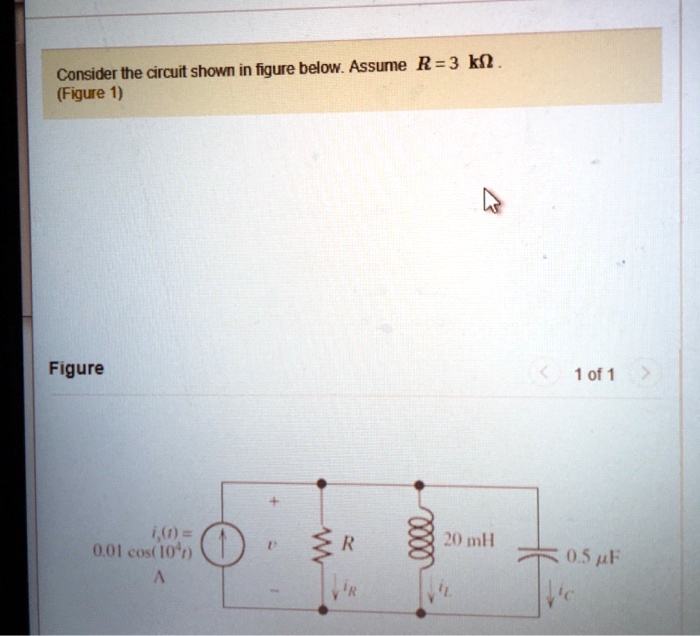 Consider the circuit shown in figure below. Assume R = 3 kΩ. (Figure 1) Figure is(t) = 0.01 cos ...