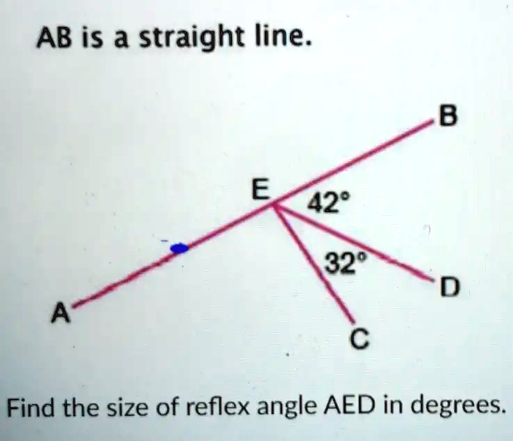 SOLVED: AB is a straight line. E 428 320 C Find the size of reflex ...