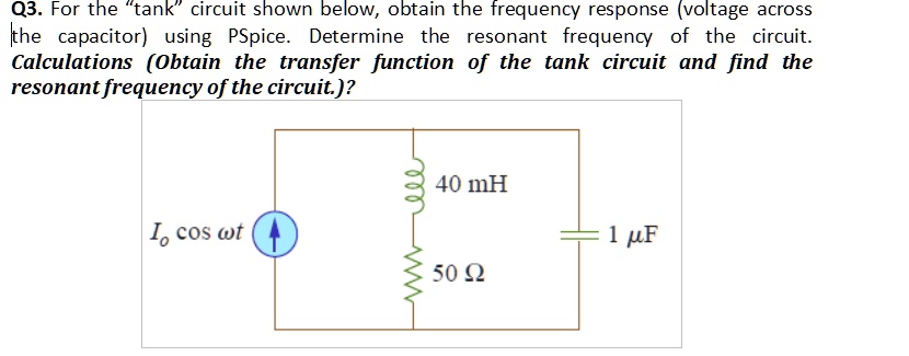 Q3. For the ẗankc̈ircuit shown below, obtain the frequency response (voltage across the ...