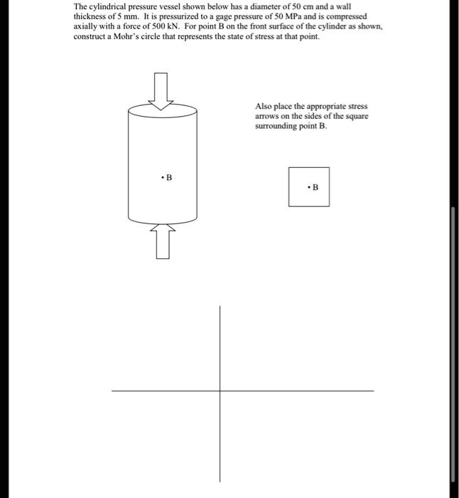 The cylindrical pressure vessel shown below has a diameter of 50 cm and ...