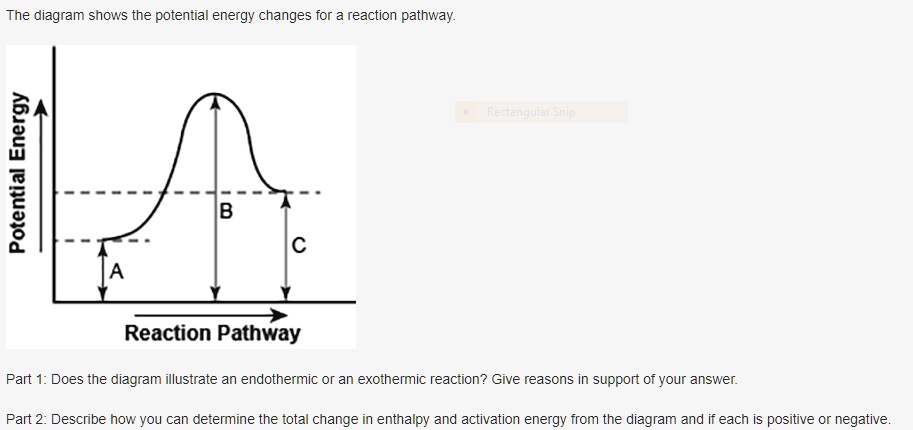 SOLVED: The diagram shows the potential energy changes for a reaction ...