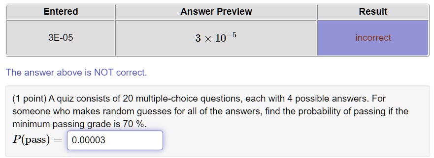 SOLVED: A quiz consists of 20 multiple-choice questions, each with 4 ...