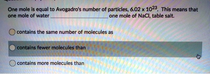 one mole is equal to avogadros number of particles 602 x 1023 this ...