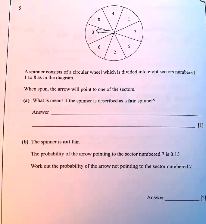 5 3 4 8 1 6 5 2 7 A spinner consists of a circular wheel...