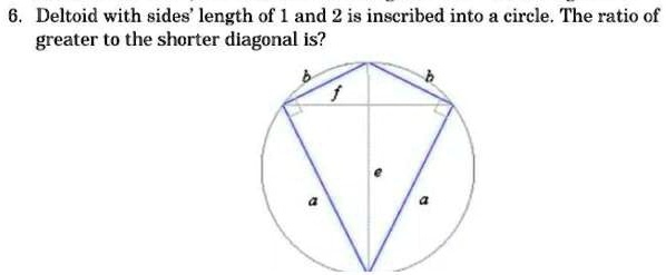 SOLVED: 6. Deltoid with sides' length of 1 and 2 is inseribed into ...