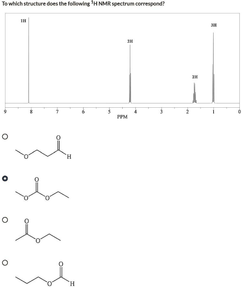 SOLVED: To which structure does the following 1H NMR spectrum correspond? IH PPM