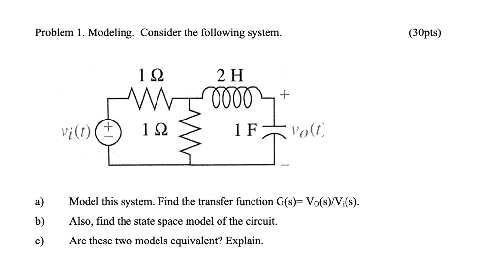 SOLVED: Problem 1: Modeling. Consider the following system. (30 pts) 19 ...