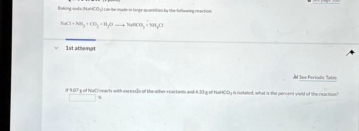 baking soda nahco3 can be made in large quantities by the following ...