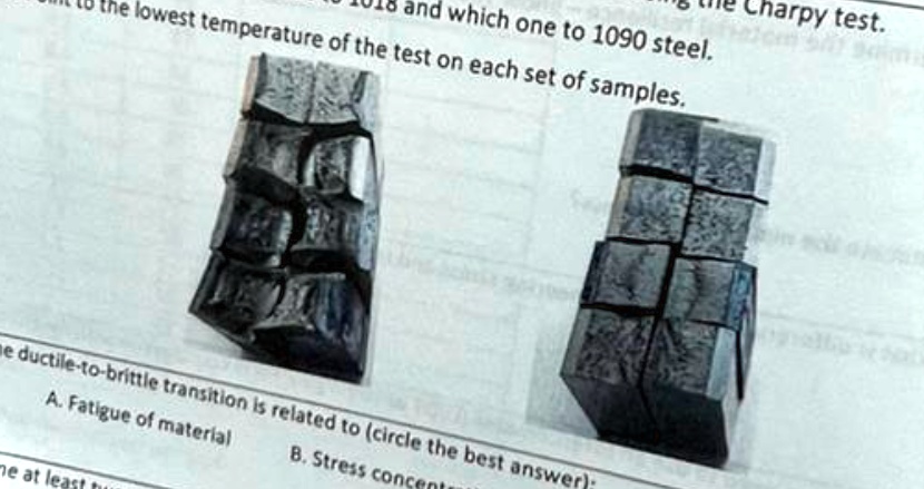 SOLVED: two sets of samples were fracture at 4 different temperatures ...