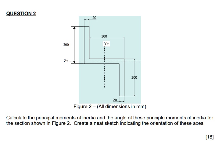 SOLVED: QUESTION 2 300 300 300 Figure 2 - (All dimensions in mm) Calculate the principal moments ...