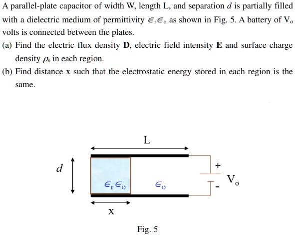 SOLVED: A parallel-plate capacitor of width W, length L, and separation ...