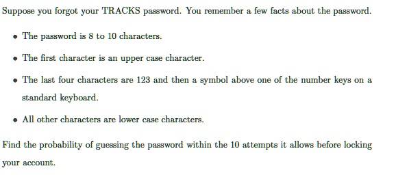 suppose you forgot your tracks password you remember few facts about ...