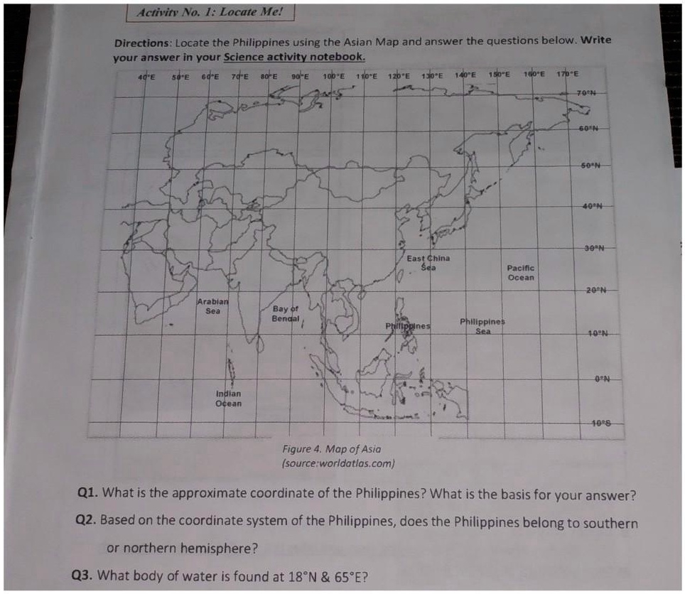 Q1. What is the approximate coordinate of the Philippines? What is the ...
