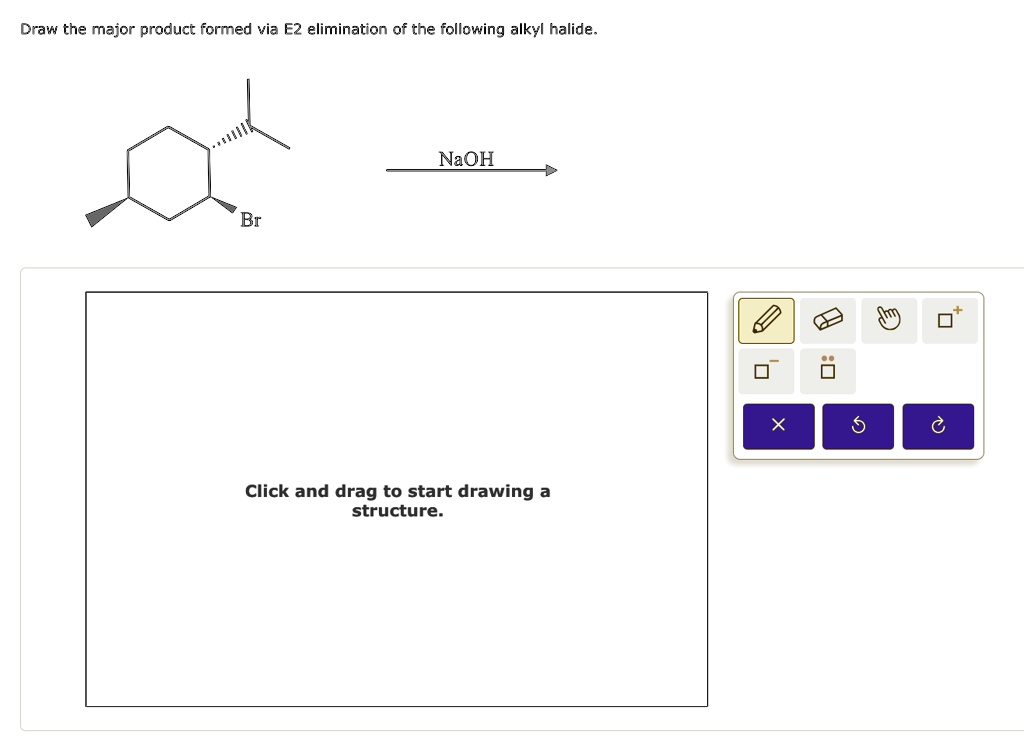 Draw the major product formed via E2 elimination of the following alkyl ...