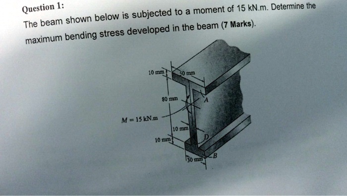 SOLVED: Question 1: Maximum Bending Stress Developed in the Beam (7 ...