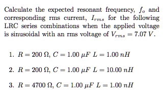 calculate the expected resonant frequency and corresponding iitis ...