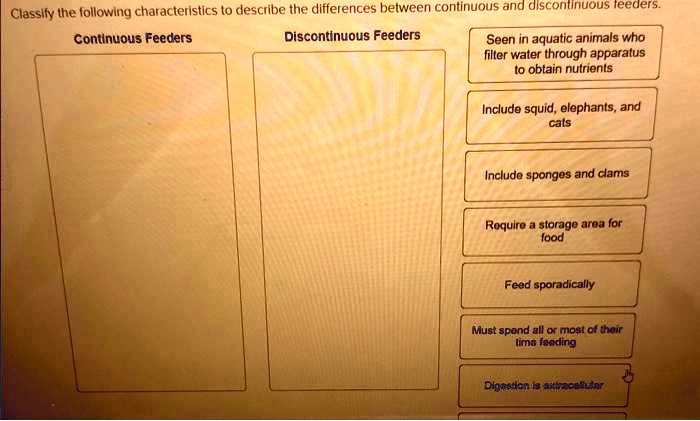 SOLVED: Text: Classify the following characteristics to describe the differences between ...
