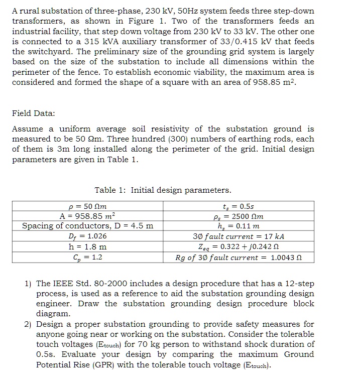 SOLVED: Texts: A rural substation of three-phase, 230 kV, 50 Hz system feeds three step-down ...
