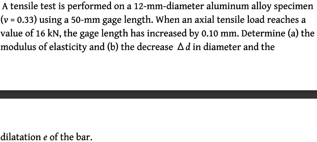 a tensile test is performed on a 12 mm diameter aluminum alloy specimen ...