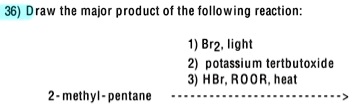 SOLVED: Draw the major product of the following reaction: Br2, light ...
