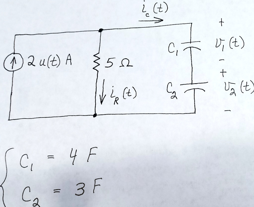 SOLVED: For the circuit shown below, v1 (0-) = 9V and v2(0-) = -4V. Be sure to show the circuit ...