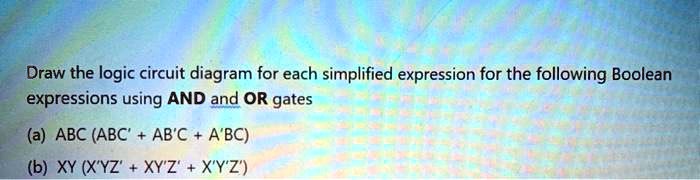 SOLVED: Draw the logic circuit diagram for each simplified expression ...