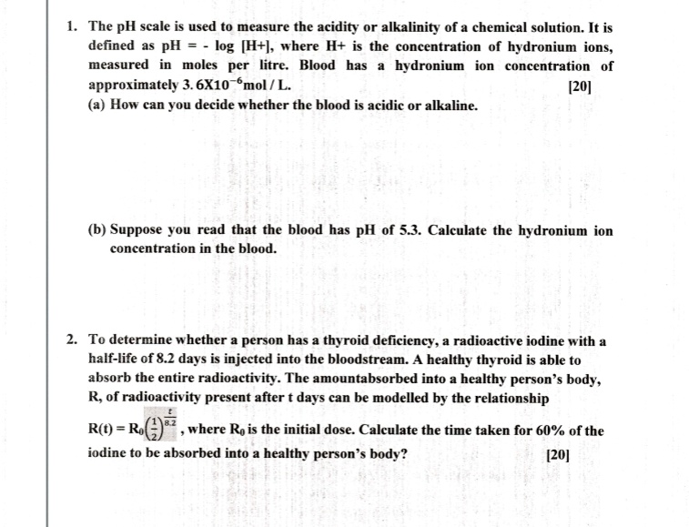 the ph scale is used t0 measure the acidity alkalinity of a chemical solution it is defined ph ...