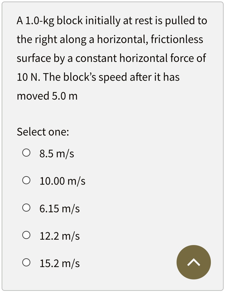 SOLVED: A 1.0-kg block initially at rest is pulled to the right along a horizontal, frictionless ...