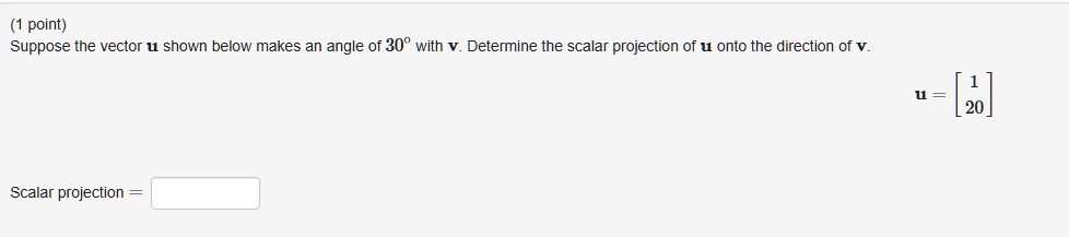 Solved 1 Point Suppose The Vector U Shown Below Makes An Angle Of 30