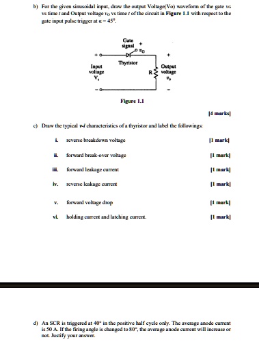 SOLVED: POWER ELECTRONICS b) For the given sinusoidal input, draw the output Voltage (Vo ...