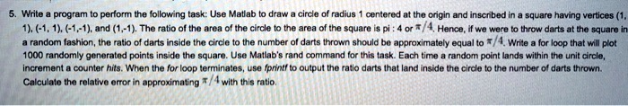 Use Matlab 5 Write A Program To Perform The Following Task Use Matlab To Draw A Circle Of 2294