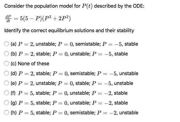 SOLVED:Consider the population model for P(t) described by" the ODE: a ...