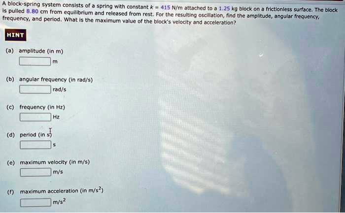 Solved A Block Spring System Consists Of A Spring With Constant K