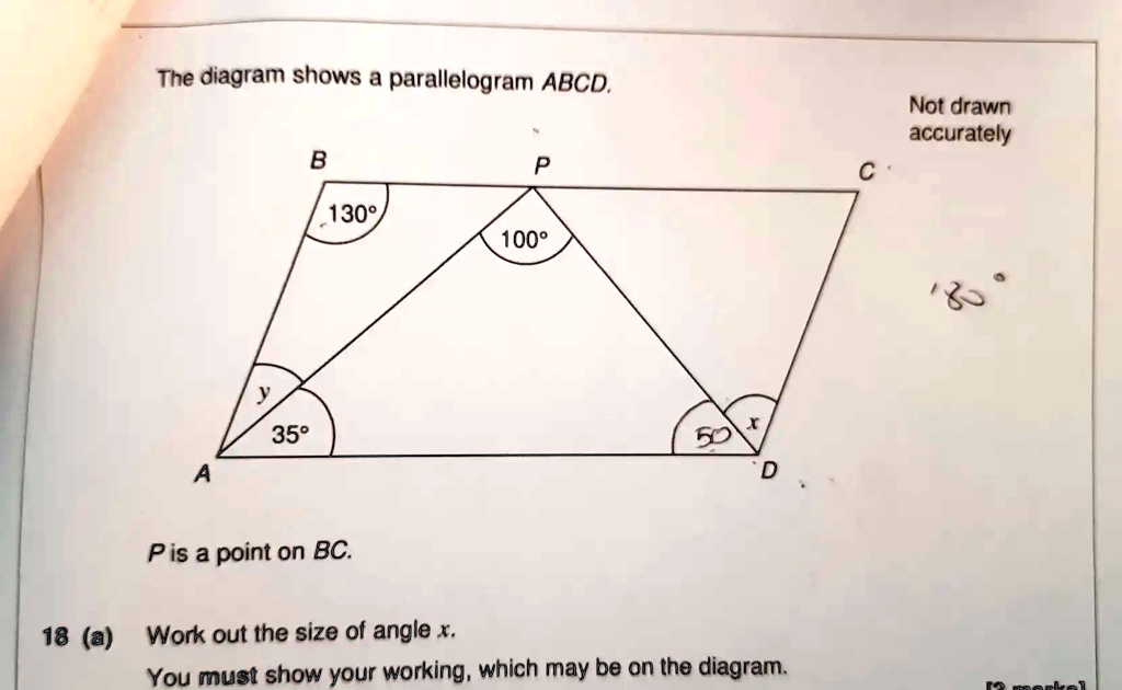 SOLVED: The diagram shows a parallelogram ABCD. Not drawn accurately 1309 1009 358 60 Pis a ...