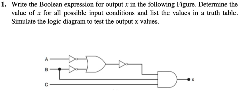Solved 1 Write The Boolean Expression For Output X In The Following Figure Determine The