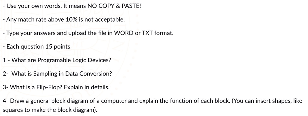 - Use your own words. It means NO COPY PASTE! - Any match rate above 10 ...