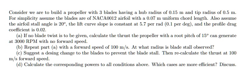 Consider we are to build a propeller with 3 blades having a hub radius ...